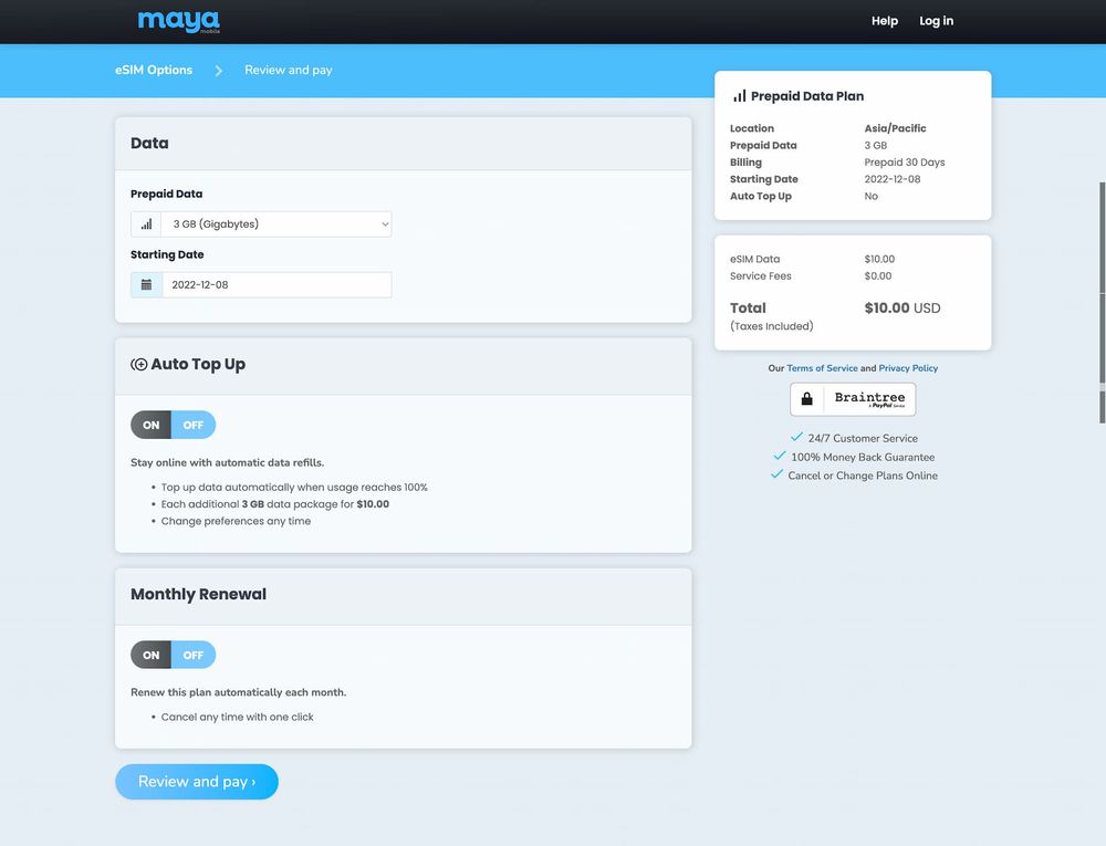 Maya Mobile eSIMの購入とインストール方法