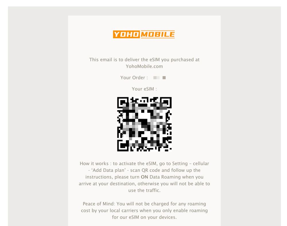 Yoho MobileのeSIM購入からインストールまでの流れ